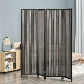 HOMCOM 4-panelový paraván 180 x 180 cm, bambusová zástěna, skládací, oddělovací stěna pro obývací pokoj, hnědá