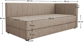 Válenda s úložným prostorem, 120x200, světle hnědá, LUIZA Kondela 0000420666