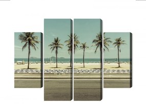 Vícedílný obraz Palmy Na Pláži Ipanema V Rio De Janeiru Nedostatek Nedostatek Přírodní plátno 80x60
