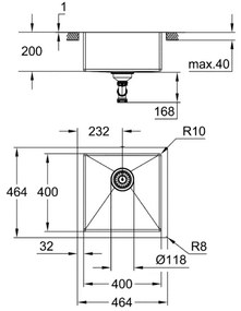 GROHE 31578SD1 - Dřez K700 464 x 464 x 200 nerez