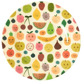 rice Dětský melaminový talíř Happy Fruits 22 cm, červená barva, zelená barva, žlutá barva, oranžová barva, melamin