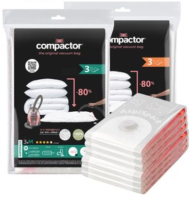 Set 6 ks vakuových úložných pytlů Compactor Bag Aspispace 3x M 70 litrů + 3x L 120 litrů