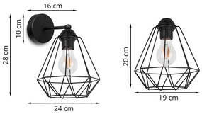 Nástěnné svítidlo Fusion 1, 1x černé drátěné stínítko