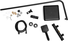 Erga Bodo Therm, sprchová souprava s termostatickou baterií a dešťovou hlavicí 23x23cm, černá matná, ERG-YKA-BP.BODO-THERM-23-BLK