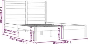 Rám postele černý masivní borovice 200 x 200 cm 3103672
