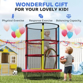 HOMCOM dětská trampolína Ø160 cm Trampolína pro děti 3–6 let se sítí pro bezpečnost, nohy ve tvaru L, vícebarevná