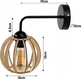 Nástěnná lampa 1x E27 LOFT edison LED svítidlo nad zrcadlem dřevěná