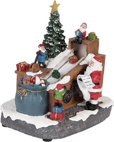 Hrací vánoční dekorace s LED světýlky Santa Claus - 20*16*20 cm / 3xAA