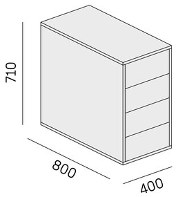 PLAN Kancelářský přístavný kontejner BLOCK Wood, 4 zásuvky, dub přírodní