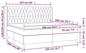 Box spring postel s matrací tmavě šedá 200x200 cm samet,  3132880