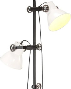 Podlahová lampa se 2 svítidly bílá E27 litina 320586
