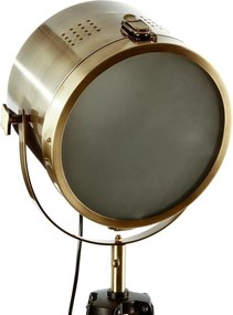 Podlahová lampa trojnožka hnědá, industriální, ve tvaru reflektoru,