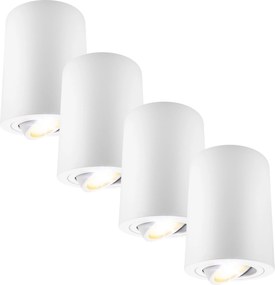 4x Led stropní nástěnné svítidlo Halogen Spot Tuba GU10 Velká bílá Pohyblivá