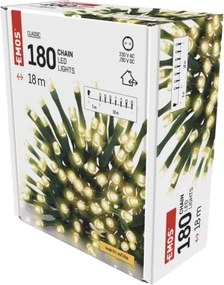 Vánoční osvětlení EMOS D4AW04 ZY1704T 180LED řetěz 18m teplá bílá s časovačem