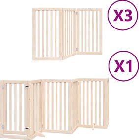 Zábrana pro psy s dvířky skládací 15 panelů 750 cm topol 3155646