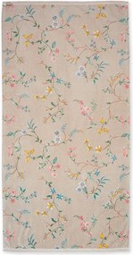 Pip Studio ručníky z bavlněného froté Les Fleurs, khaki (Luxusní ručníky z bavlněného froté v designu Les Fleurs v barvě khaki)