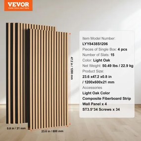 Dřevěné lamelové akustické panely 59,9 × 119,9 cm – světlý dub