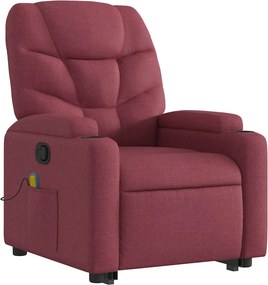 Zvedací masážní polohovací křeslo vínové textil 3204611