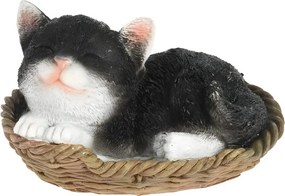 Dekorační koťátko v košíku – černé 17 × 9 cm