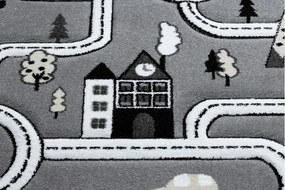 Dywany Łuszczów, Dětský kusový koberec Petit Town streets grey, 200x290, šedá, dětský pokoj