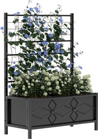 Zvýšený květináč s trellis Outsunny, zahradní vyvýšený záhon, venkovní květinová krabice - diamantový vzor, odtokové otvory, pozinkovaná ocel pro bal…