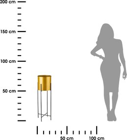 KOVOVÝ KVĚTINÁČ SE STOJÁNEM GLAMOUR 75X24 CM ZLATÁ/ČERNÁ