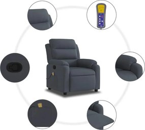 Masážní křeslo s polohovacím mechanismem, tmavě šedé sametové 3206173