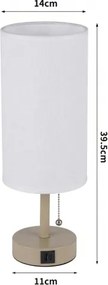Brilagi - Stolní lampa s USB portem TABLON 1xE27/25W/230V béžová/bílá