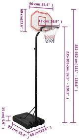 vidaXL Basketbalový koš bílý 282–352 cm polyethylen