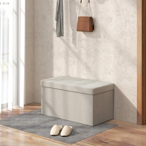 HOMCOM Úložná lavice, 76 x 38 x 38 cm, 84L, skládací, na konci postele, podnožka, s víkem, do předsíně a obývacího pokoje, s potahem z jemného lnu | A