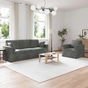 Set pohovek 2 ks Tmavě šedá samet 3407596