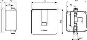 Sapho Sapho, Automatický splachovač pro urinál 24V DC, černá, PS002B