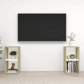 vidaXL TV stolky 2 ks bílé a sonoma dub 72 x 35 x 36,5 cm dřevotříska