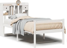 Postel s knihovnou bez matrace bílá 75x190 cm masivní borovice 3322040