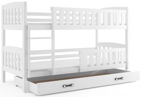 Patrová postel KUBUS 2 + úložný prostor + matrace + rošt ZDARMA, 80x190, bílý, bílá