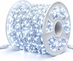 Easy Fix LED světelný řetěz, 100 m, venkovní, ledově bílá s FLASH, 1000 diod, bílý kabel, IP67, cívka