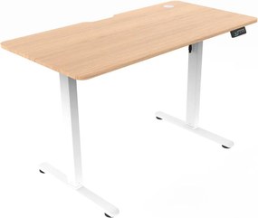 Elektricky výškově nastavitelný stůl ELEVIS — 120x60 cm, kov, melamin, bílá / dub