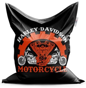 Sablio Sedací vak Harley-Davidson motor Černé pozadí - 200x140 cm