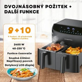 GourmetMaxx Dvoukomorová horkovzdušná fritéza 2 x 3,5 l 12459