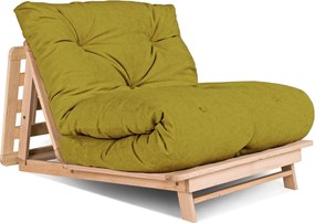 Marior Home Rozkládací futonové křeslo / pohovka Layti - 90 cm / Zelená / Přírodní buk olejovaný