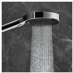 Hansgrohe Rainfinity, sprchová sada 130 3jet EcoSmart s tyčí 90 cm a poličkou na mýdlo, chromová, HAN-27672000