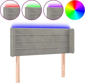 Čelo postele s LED světle šedé 83 x 16 x 78/88 cm samet 3123406