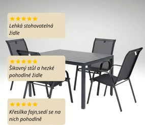 Vikio Venkovní malý zahradní set 90x90 pro 4 osoby DK301 antracit