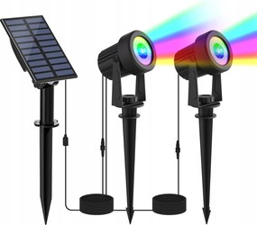 2x Solární lampa Led zahradní reflektor Rgb zapichovací na špejli SuperLED