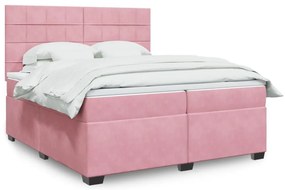 Box spring postel s matrací růžová 200x200 cm samet 3291007