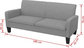 vidaXL 3místná pohovka 180 x 65 x 76 cm [244713] Barva: Žlutá