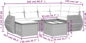 7dílná zahradní sedací souprava s poduškami hnědá polyratan 3254010