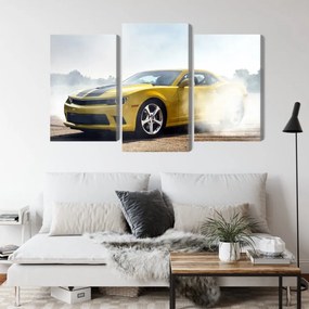 Vícedílný obraz 3D Driftující Žluté Auto Nedostatek Nedostatek Přírodní plátno 60x40