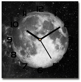 Wallmuralia Skleněné nástěnné hodiny čtverec Měsíc 30x30 cm