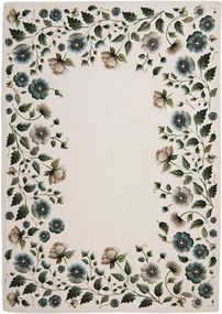 Béžová bavlněná utěrka s květy Gently Blooming - 50*70 cm
